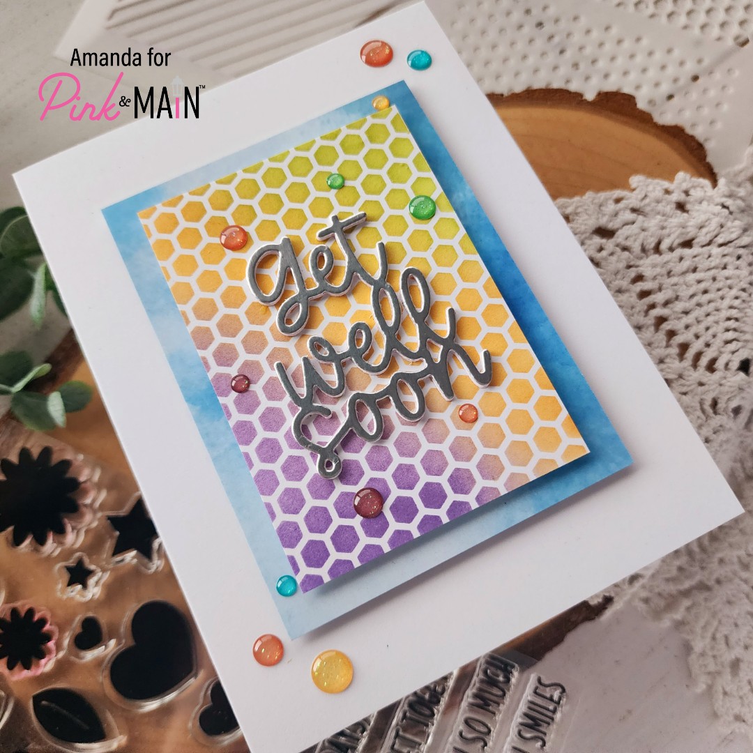 Pink & Main – Stenciled Panel Focal Point Cards