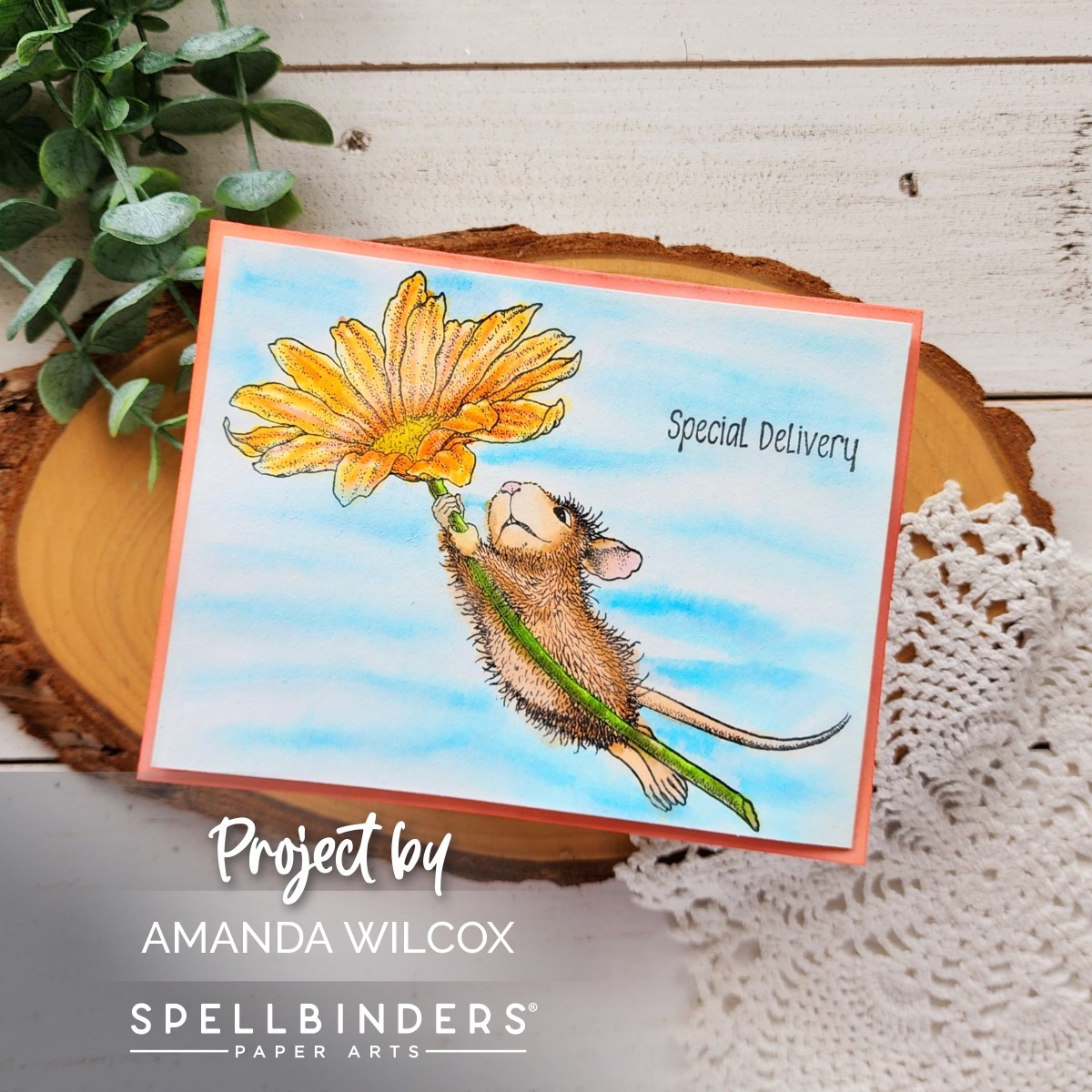 Spellbinders – Daisy Mouse Watercolor Card